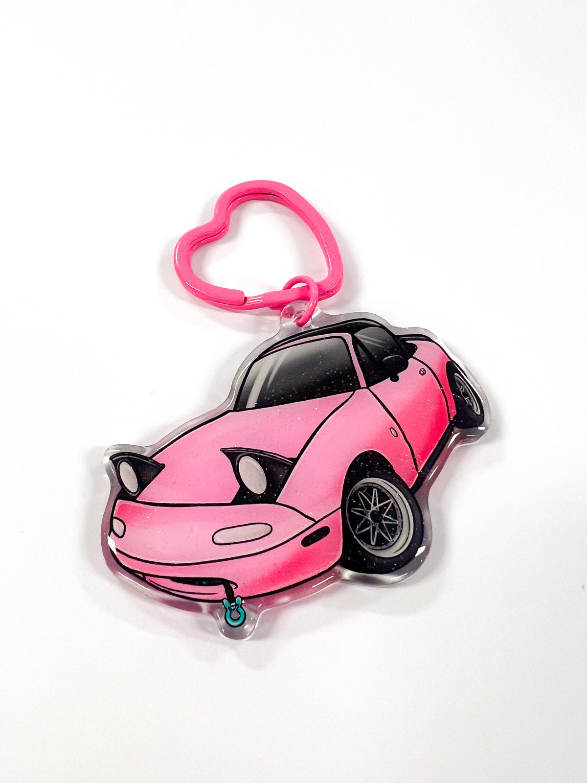 Kawaii Pink Miata - Keyring Glitter - Drift Bunny