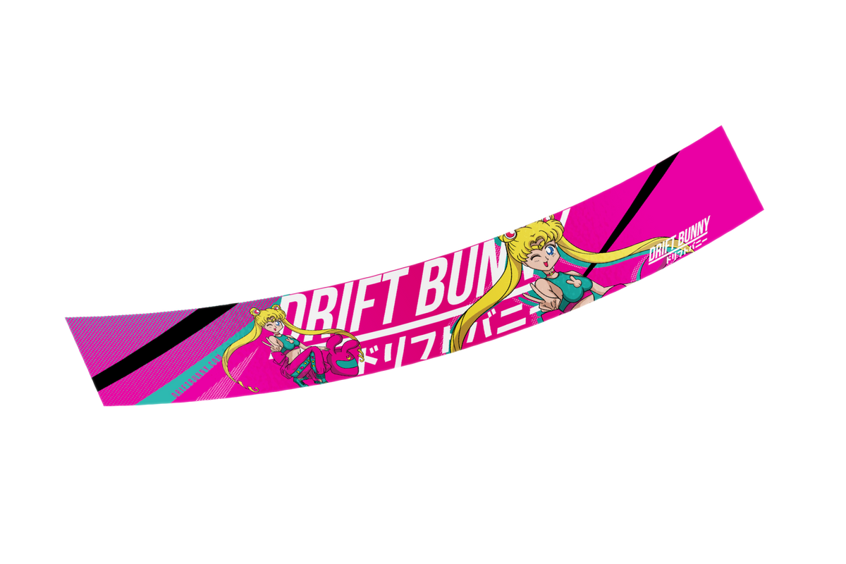 Racer moon! - Window banner *Universally sized* - Drift bunny decals